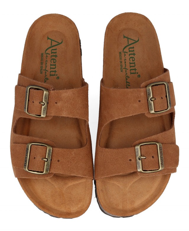 Sandalias De Piel Para Hombre Autenti 3195 En Color Marr n