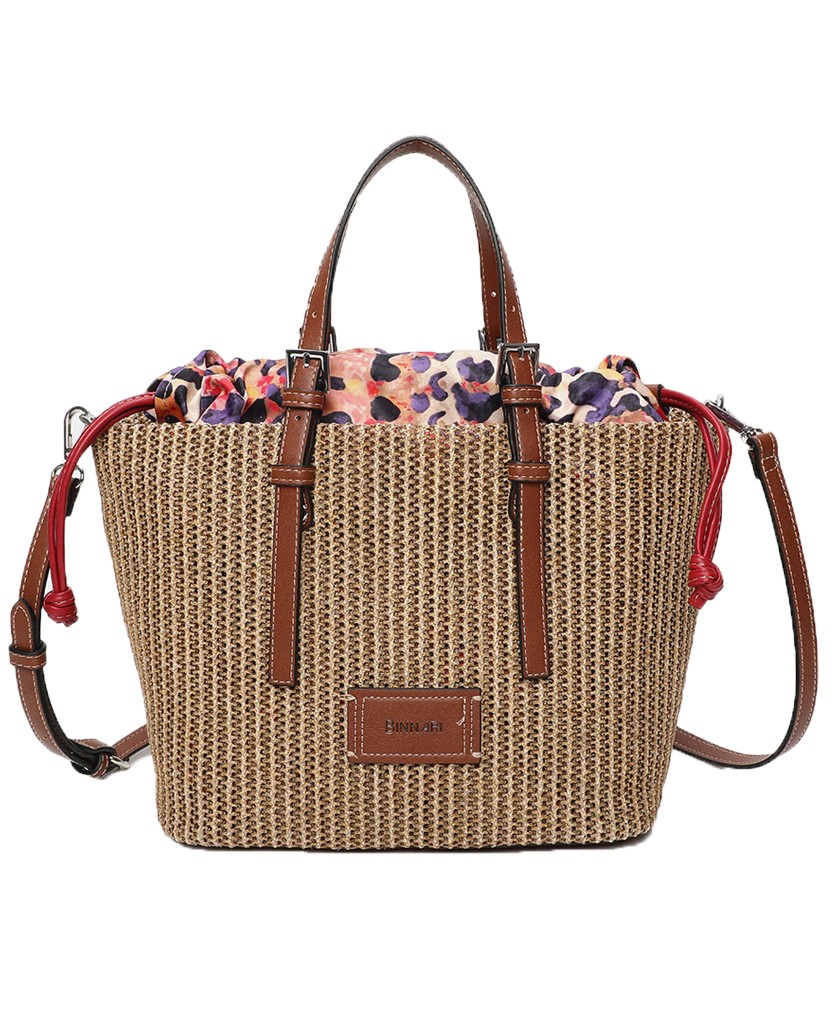 Binnari Edna 2001 two-handle bag for women in rafia